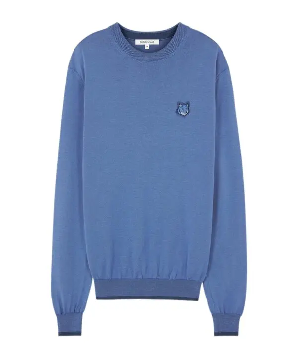 Maison Kitsuné Fox Head Patch Fine-knit Jumper - Blue