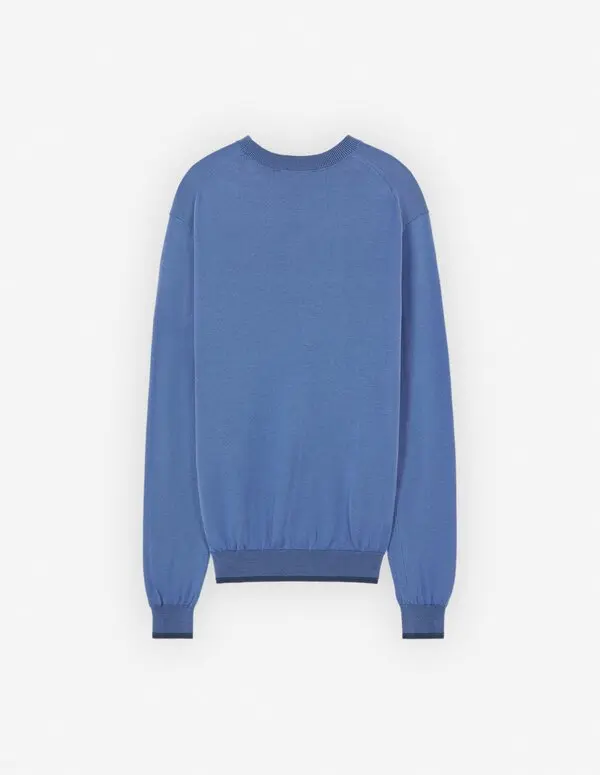 Maison Kitsuné Fox Head Patch Fine-knit Jumper - Blue