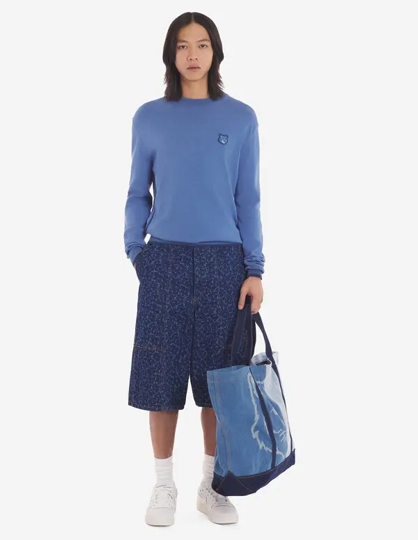Maison Kitsuné Fox Head Patch Fine-knit Jumper - Blue