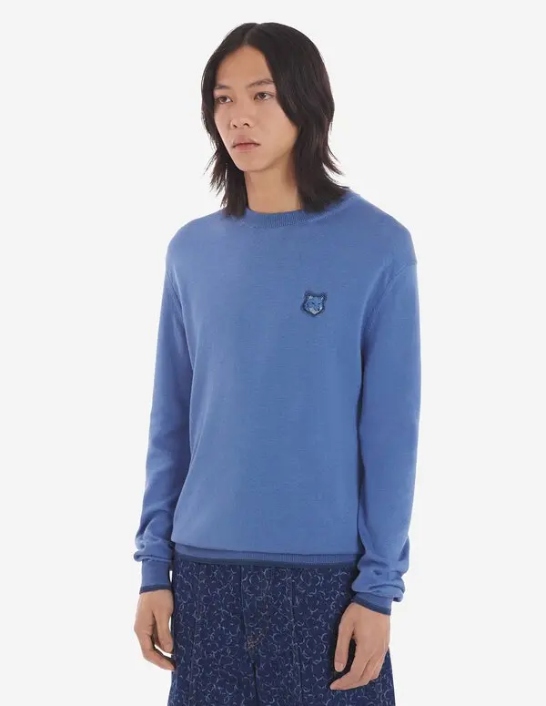 Maison Kitsuné Fox Head Patch Fine-knit Jumper - Blue
