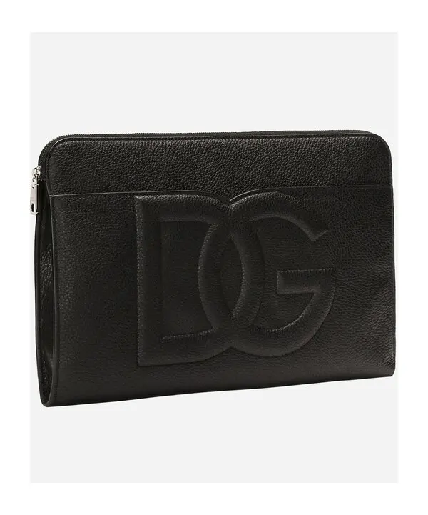 Dolce & Gabbana Large Embossed Dg Logo Zipped Pouch