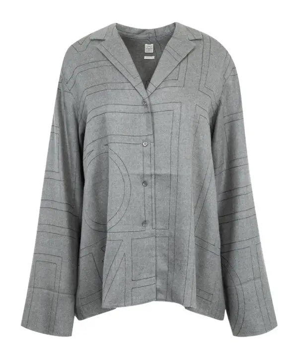 TOTEME Long Sleeved Monogram Flannel Shirt