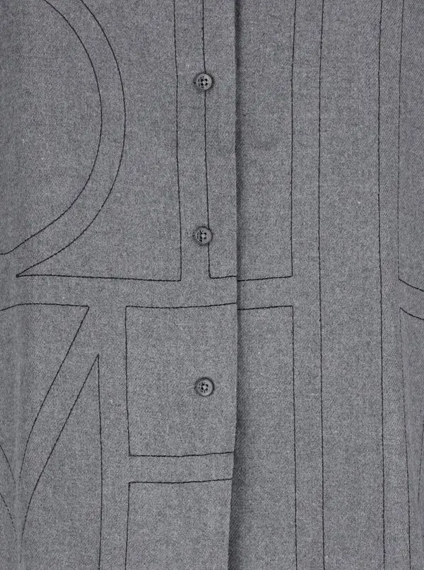 TOTEME Long-sleeved Monogram Flannel Shirt - Light Grey