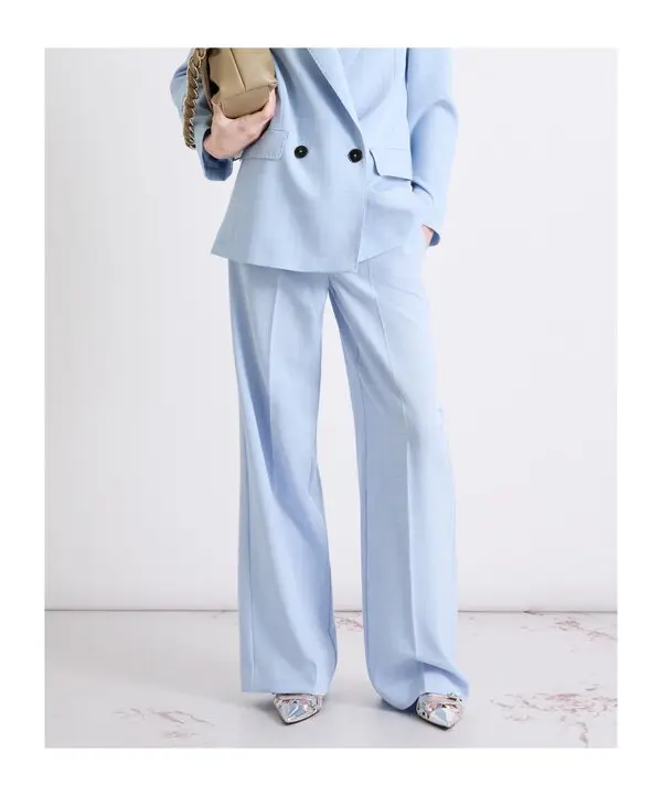 Marella Tailored Wide Leg Trousers - Light Blue