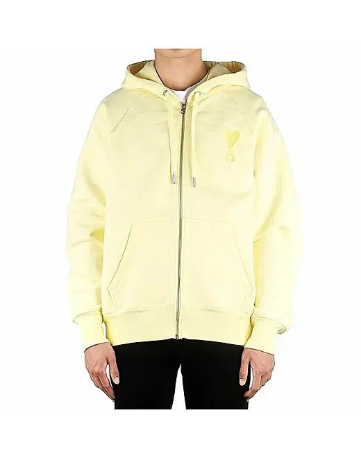 AMI Paris Logo-print Zipped Hoodie - Nude