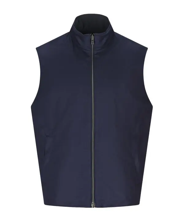 Herno Sleeveless Zip-up Jacket With High Collar And Patch Pockets