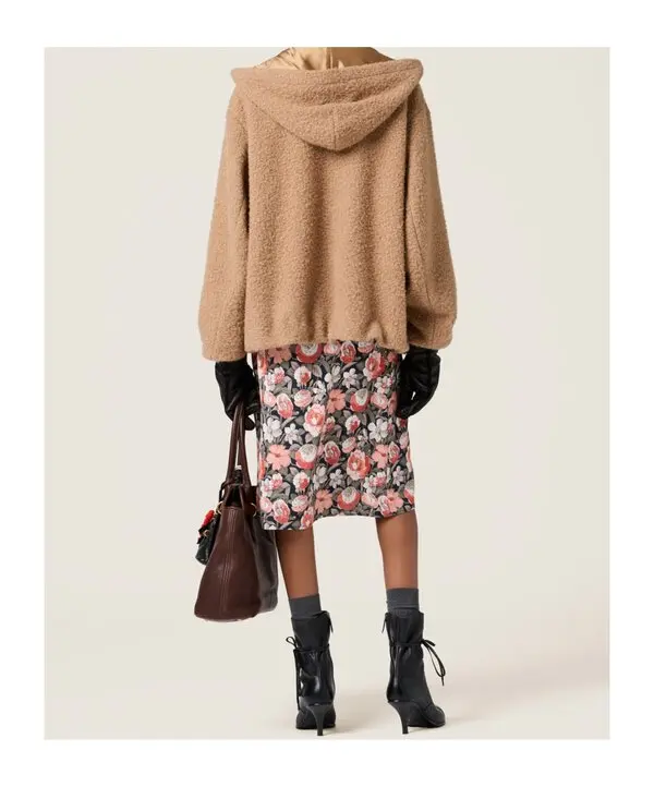 Miu Miu Hooded Zip-up Jacket With Embroidered Logo