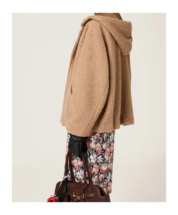 Miu Miu Hooded Zip-up Jacket With Embroidered Logo