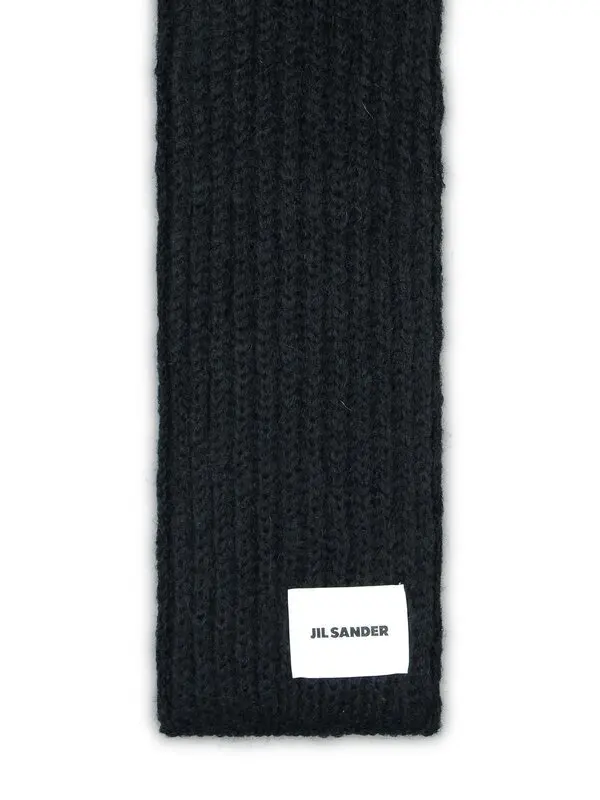 JIL SANDER Brushed Logo-patch Scarf - Black
