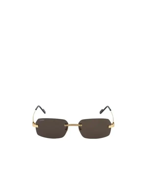 Cartier Rimless Rectangle Sunglasses - Brown