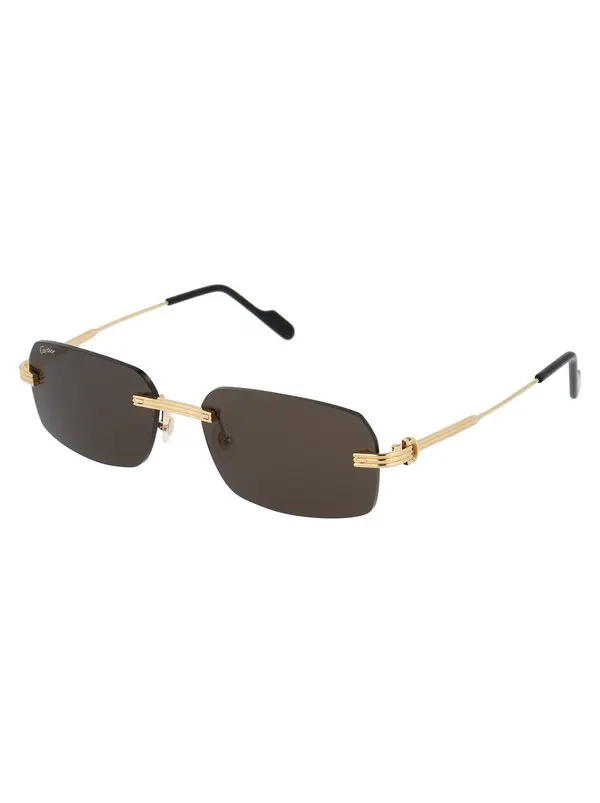 Cartier Rimless Rectangle Sunglasses - Brown