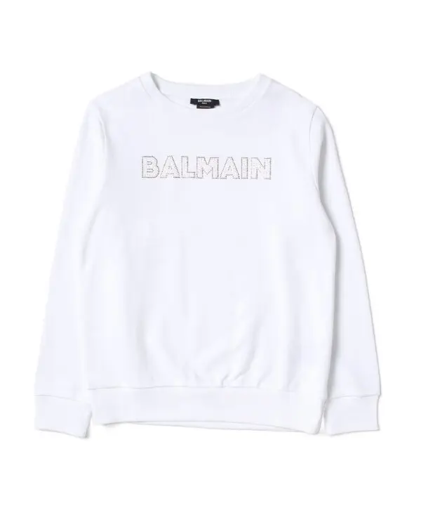 Balmain Crystal-embellished Logo Sweatshirt - White