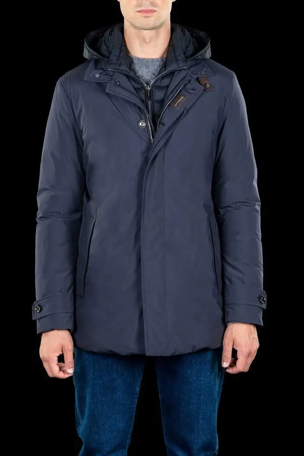 MOORER Long-sleeved Hooded Parka With Zipper And Logo Detail