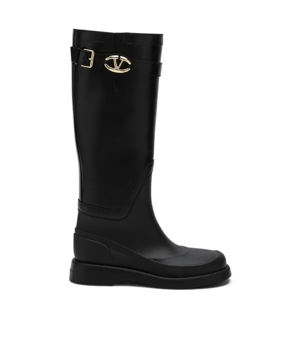 Valentino Garavani Vlogo Buckle Knee High Boots