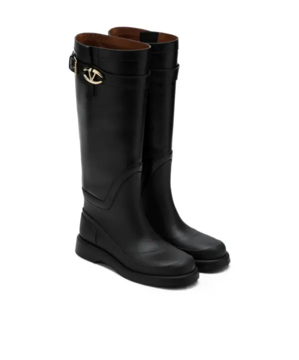 Valentino Garavani Vlogo Buckle Knee High Boots