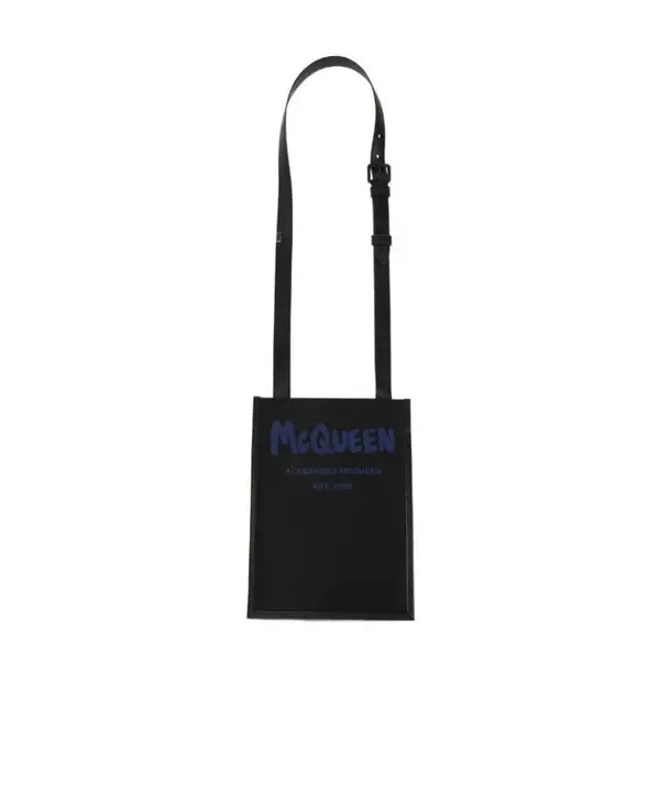 Alexander McQueen Graffiti Logo Print Messenger Bag - Black
