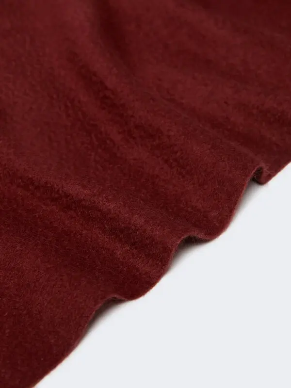 Max Mara Logo Embroidered Fringed Edge Scarf - Bordeaux Red