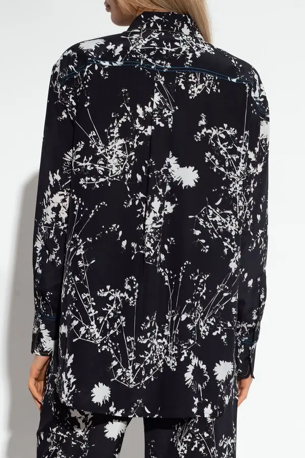 Victoria Beckham Floral Print Silk Shirt