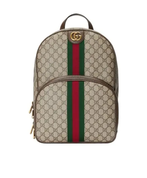 Gucci Logo Plaque Monogrammed Backpack - Beige/ebony