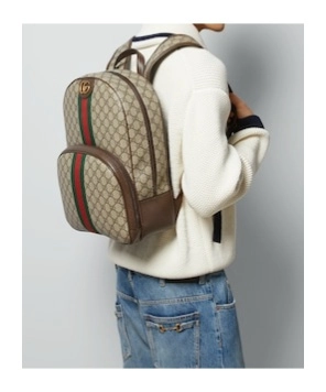 Gucci Logo Plaque Monogrammed Backpack