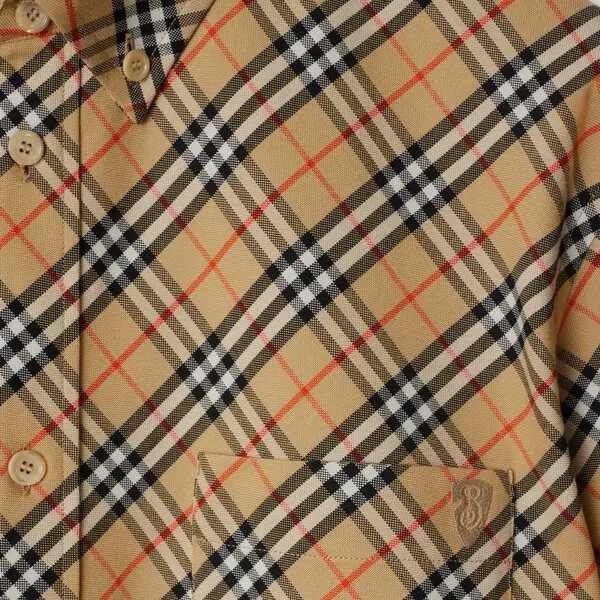 Burberry Checked Long Sleeved Shirt - Sand