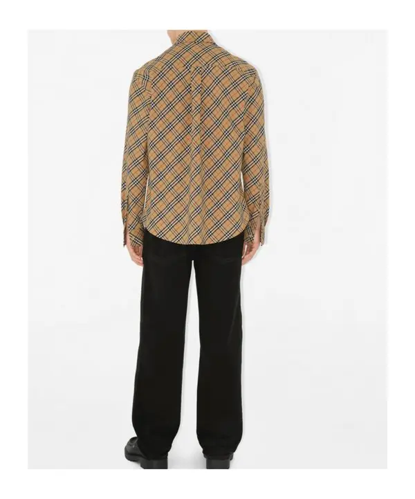 Burberry Checked Long Sleeved Shirt - Sand