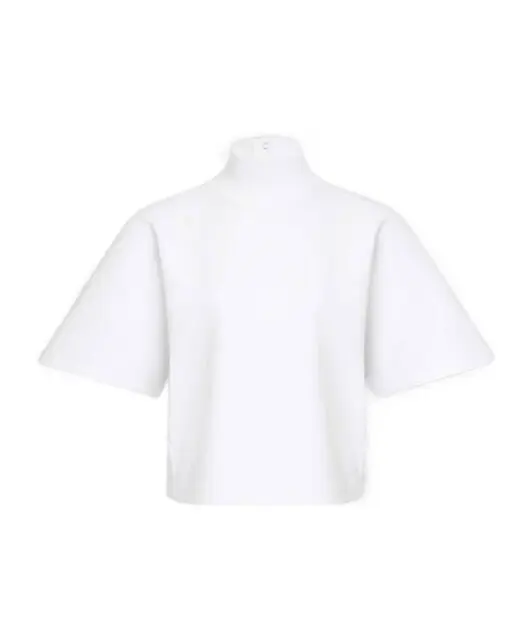 Alaïa Ribbed High Neck Short Sleeve T-shirt - White