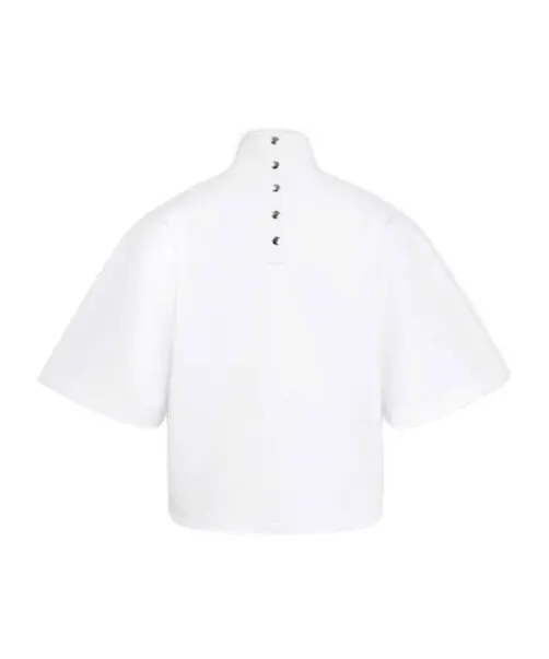 Alaïa Ribbed High Neck Short Sleeve T-shirt - White