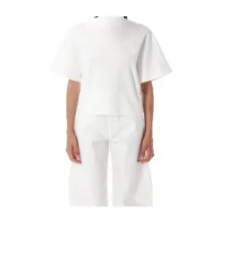 Alaïa Ribbed High Neck Short Sleeve T-shirt - White