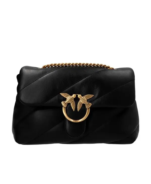 Pinko Love Classic Puff Logo Plaque Shoulder Bag - Black