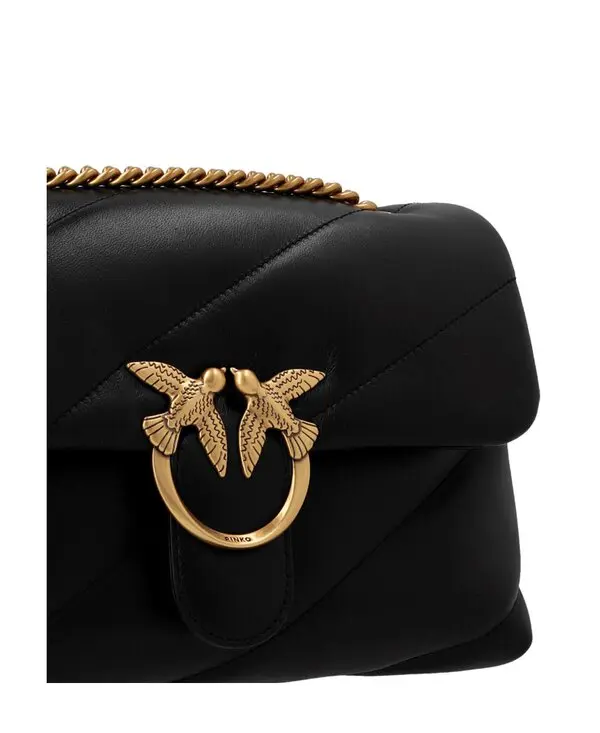 Pinko Love Classic Puff Logo Plaque Shoulder Bag - Black