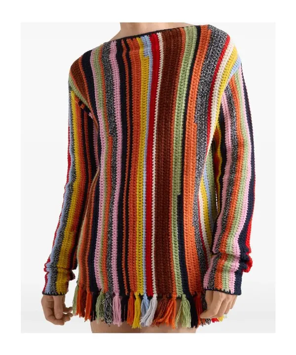 Prada Striped Fringed Jumper