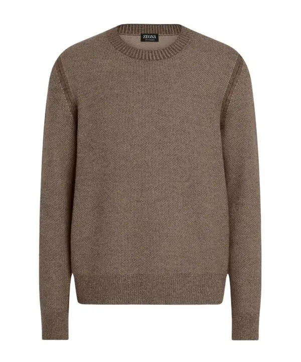 Zegna Crewneck Cashmere Sweater With Jacquard Pattern