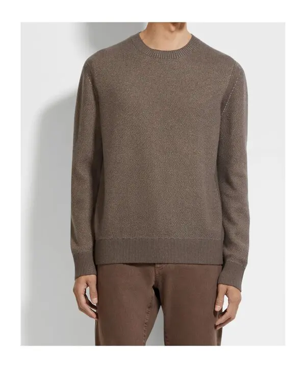 Zegna Crewneck Cashmere Sweater With Jacquard Pattern