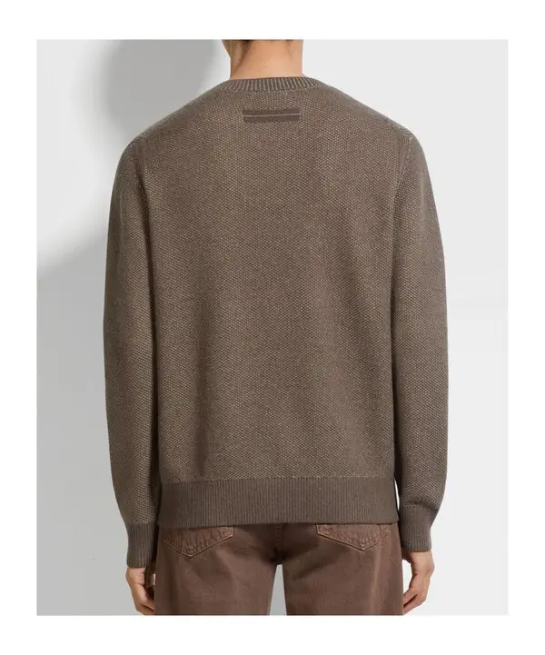 Zegna Crewneck Cashmere Sweater With Jacquard Pattern