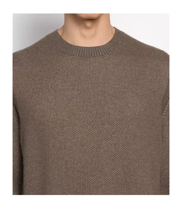 Zegna Crewneck Cashmere Sweater With Jacquard Pattern
