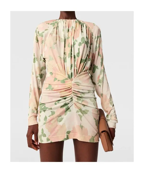 Stella McCartney Peony Print Long Sleeve Mini Dress