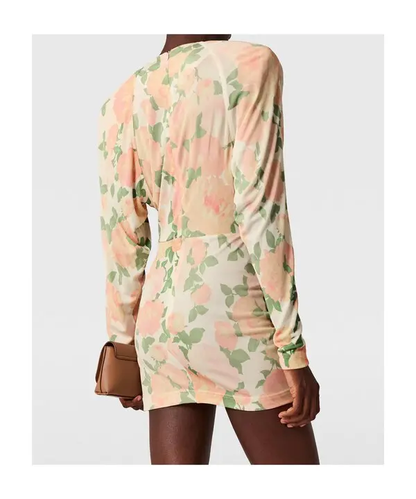 Stella McCartney Peony Print Long Sleeve Mini Dress