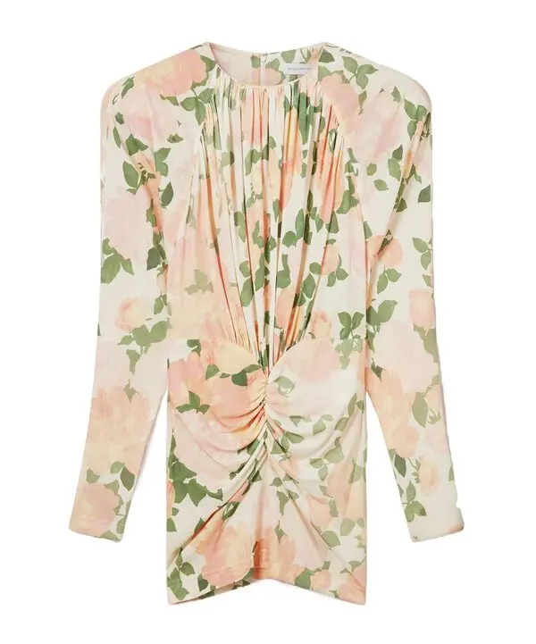Stella McCartney Peony Print Long Sleeve Mini Dress - Pink