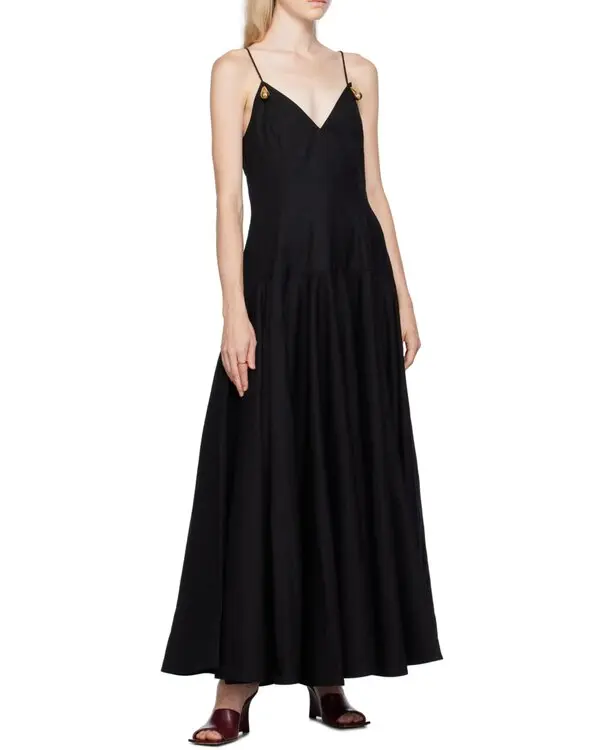 Bottega Veneta Long Cotton Dress With Metal Teardrop Details