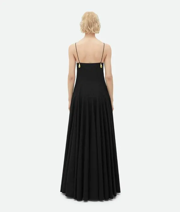 Bottega Veneta Long Cotton Dress With Metal Teardrop Details