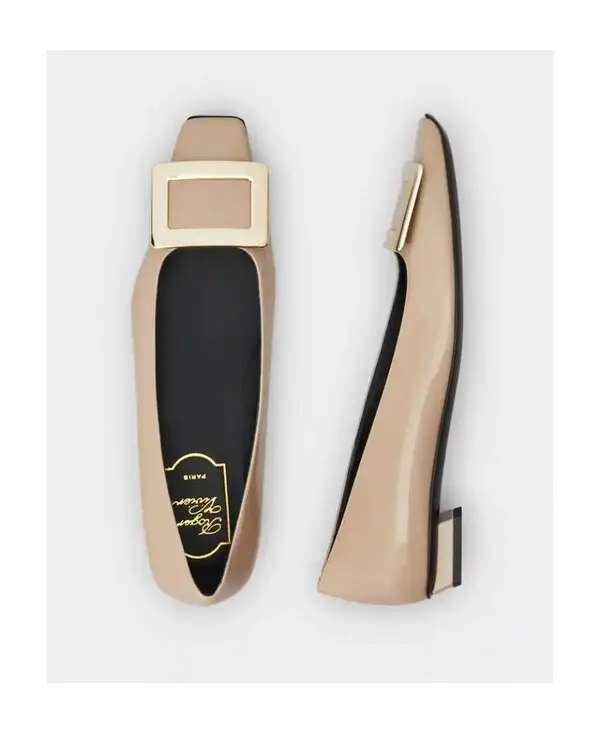 ROGER VIVIER Belle Buckled Ballerina Flats - Beige