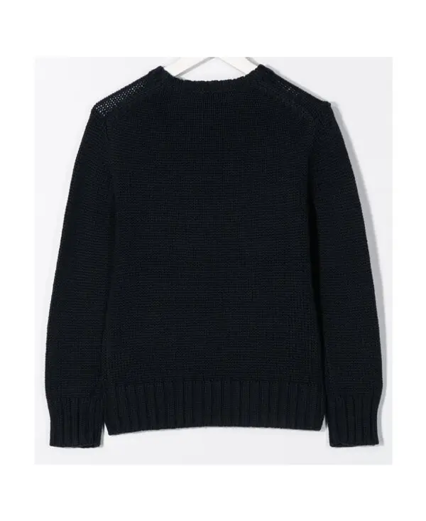 Polo Ralph Lauren Long Sleeve Crewneck Sweater With American Flag Detail - Black