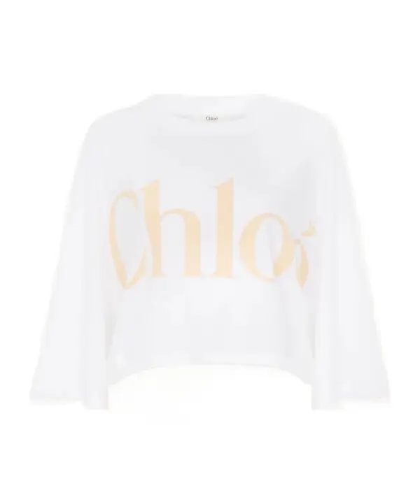 Chloé Oversized Cropped T-shirt With Logo Print - White