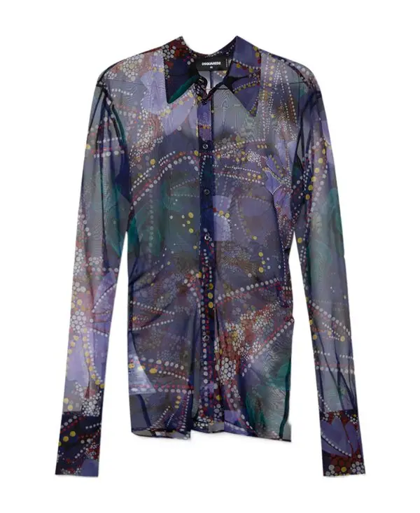 Dsquared2 Floral Printed Semi-sheer Buttoned Shirt - Black