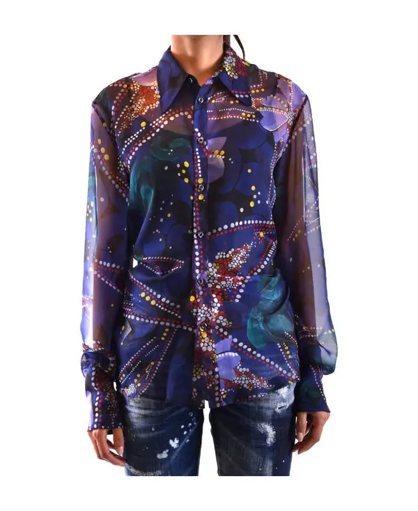 Dsquared2 Floral Printed Semi-sheer Buttoned Shirt