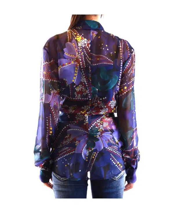 Dsquared2 Floral Printed Semi-sheer Buttoned Shirt