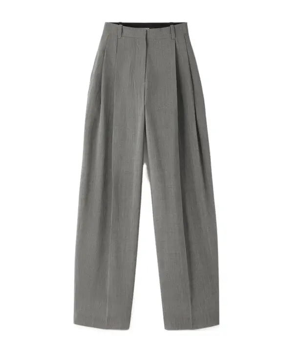 Jacquemus High Rise Pleated Trousers - Grey