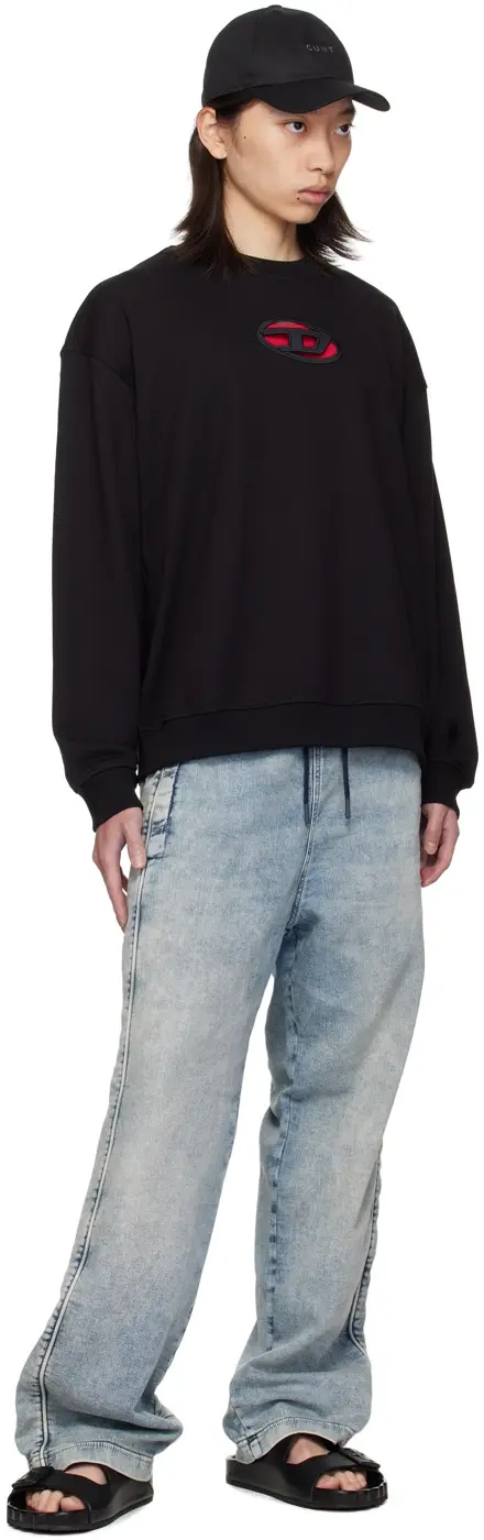 DIESEL® Cut-out Oval D Logo Sweatshirt - Black