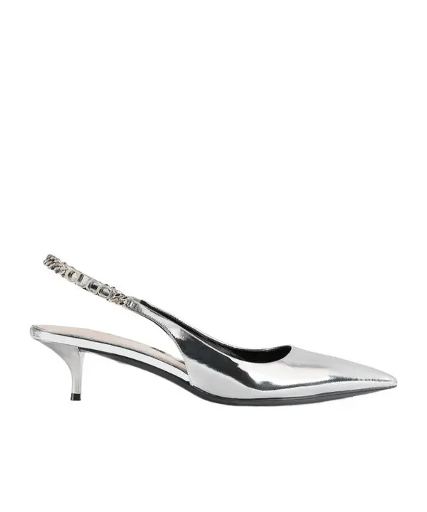 Gucci Metallic Slingback Pumps - Silver